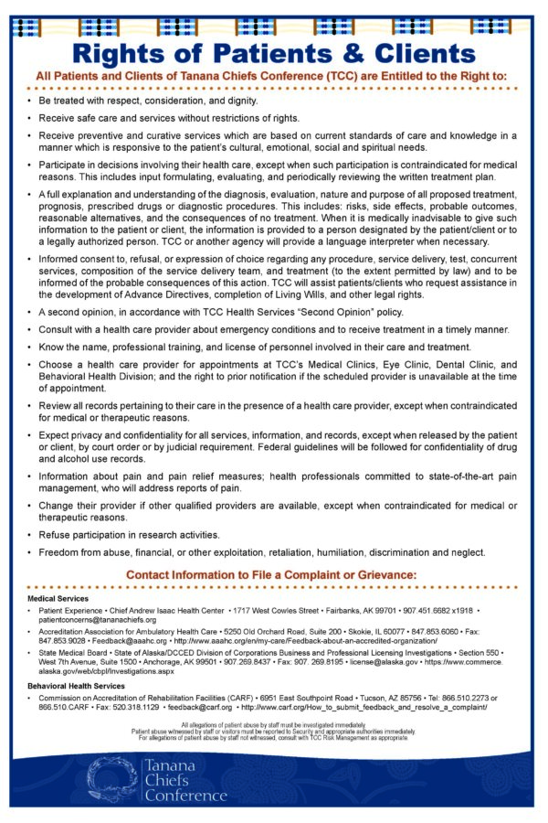 Rights of Patient & Clients – Tanana Chiefs Conference