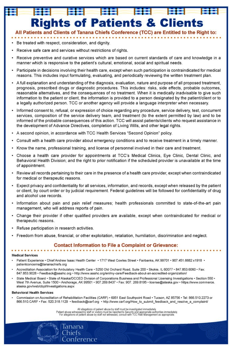 Rights of Patient & Clients – Tanana Chiefs Conference