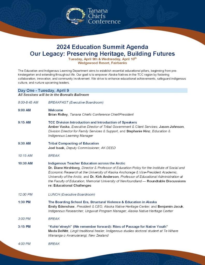 2024 Education Summit Agenda – Tanana Chiefs Conference